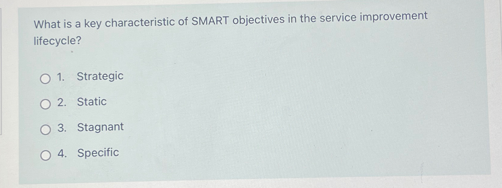 Solved What is a key characteristic of SMART objectives in | Chegg.com