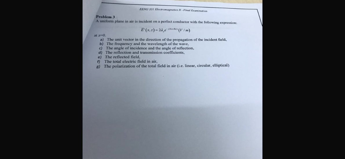 Solved EENG 331 ﻿Electromagnerics II-Final | Chegg.com