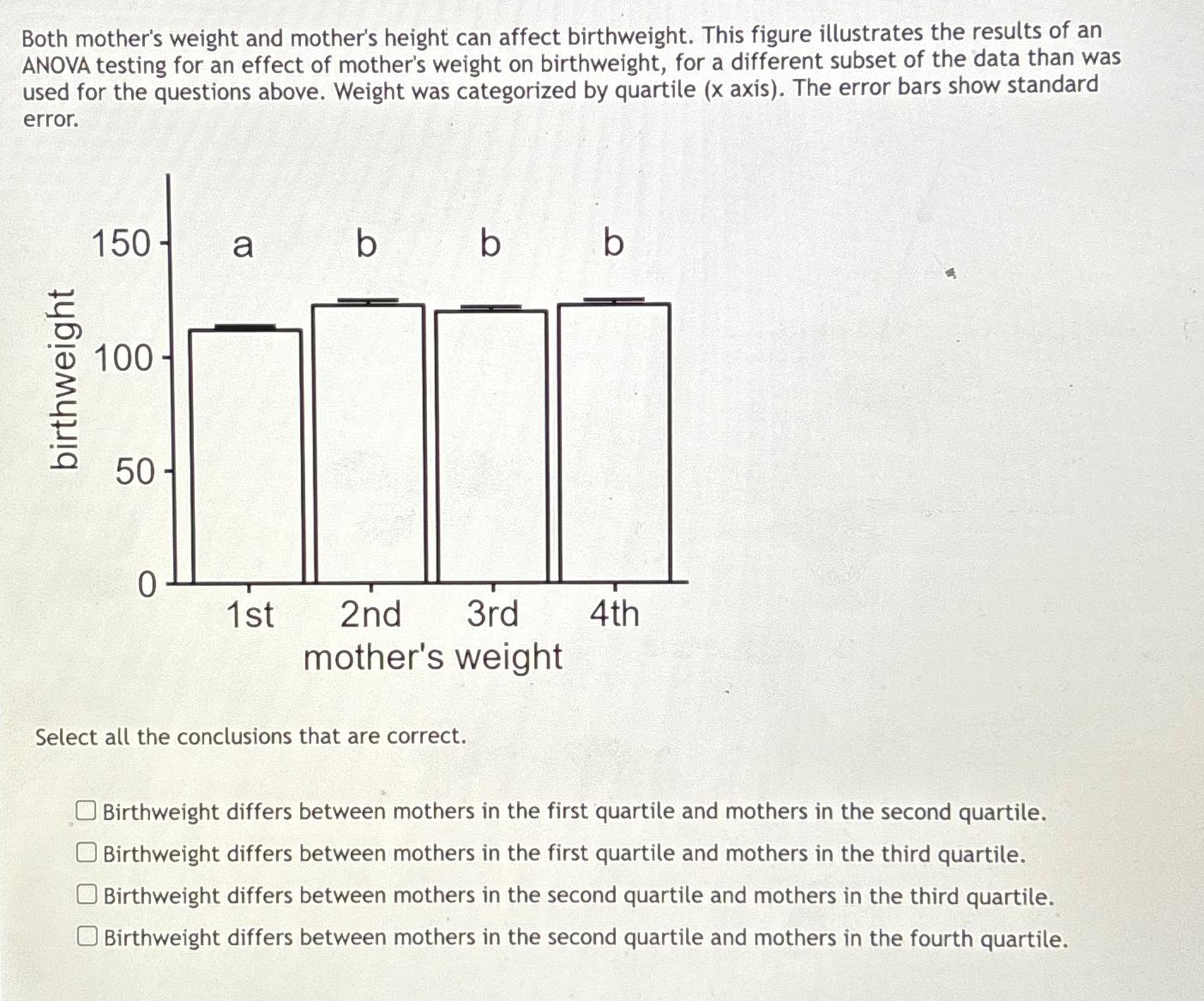 Solved Both mother's weight and mother's height can affect | Chegg.com