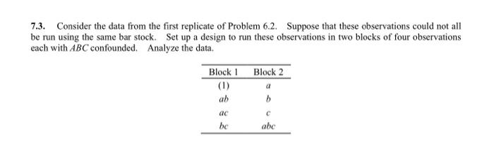 Solved 7.3. Consider the data from the first replicate of | Chegg.com