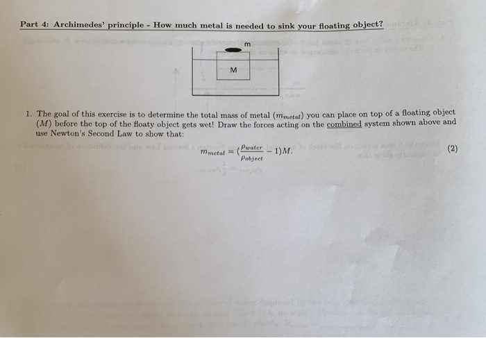 Solved Part 3: Archimedes' Principle - Determining the | Chegg.com
