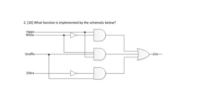 Solved 2. [10] What function is implemented by the schematic | Chegg.com