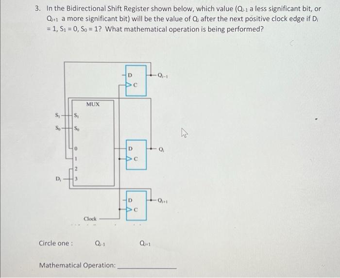 Solved 3. In the Bidirectional Shift Register shown below, | Chegg.com