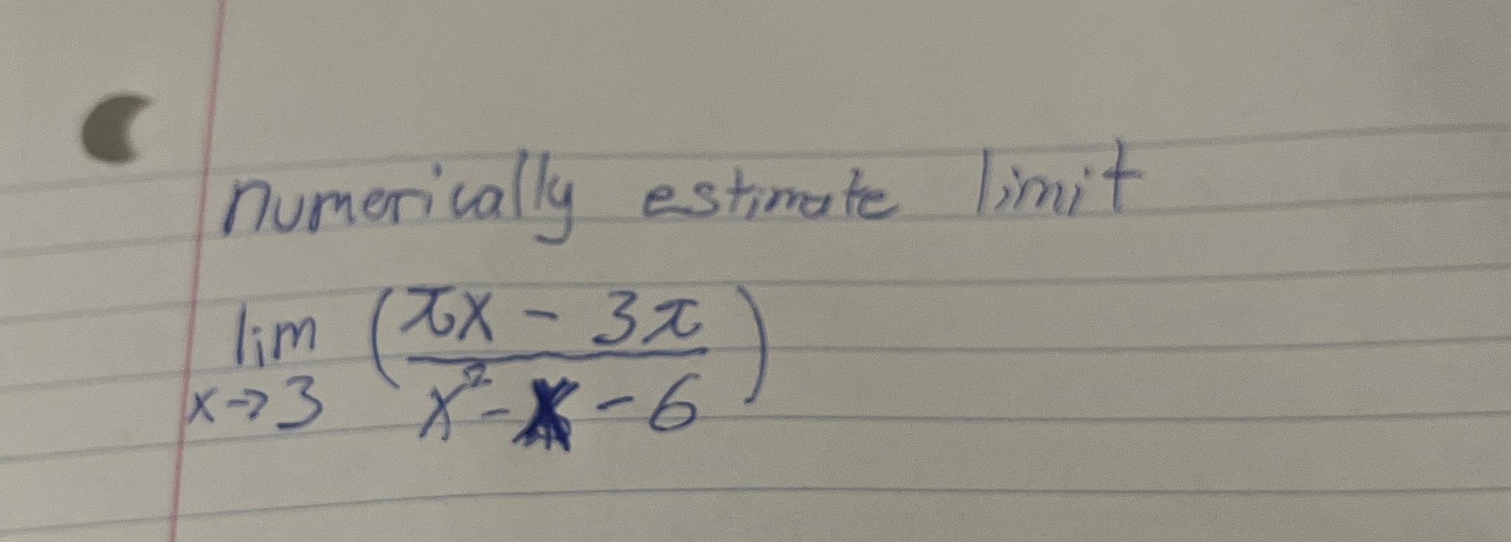 Solved numerically estimate limitlimx→3(πx-3πx2-x-6) | Chegg.com