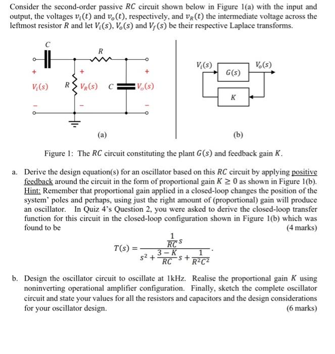 Solved Consider the second-order passive RC circuit shown | Chegg.com