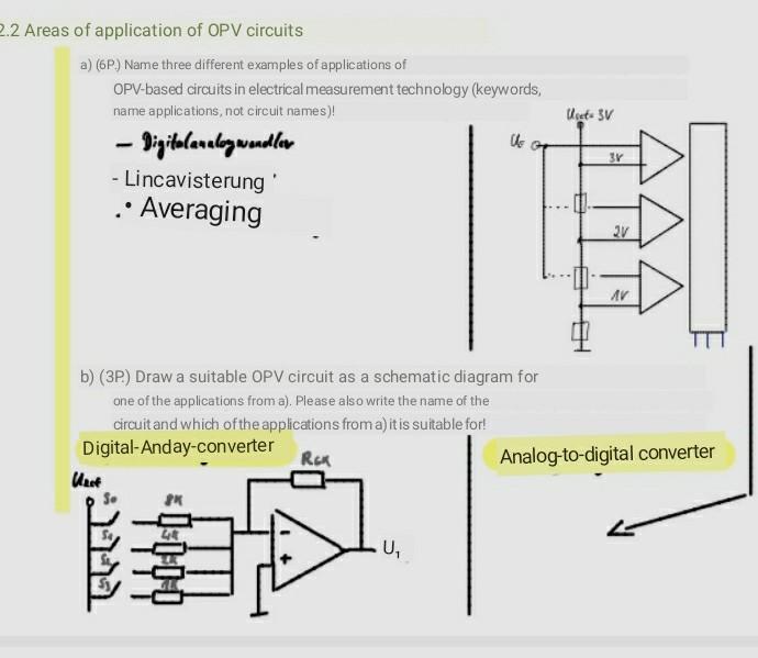 Solved 2.2 Areas of application of OPV circuits a) (6.) Name | Chegg.com