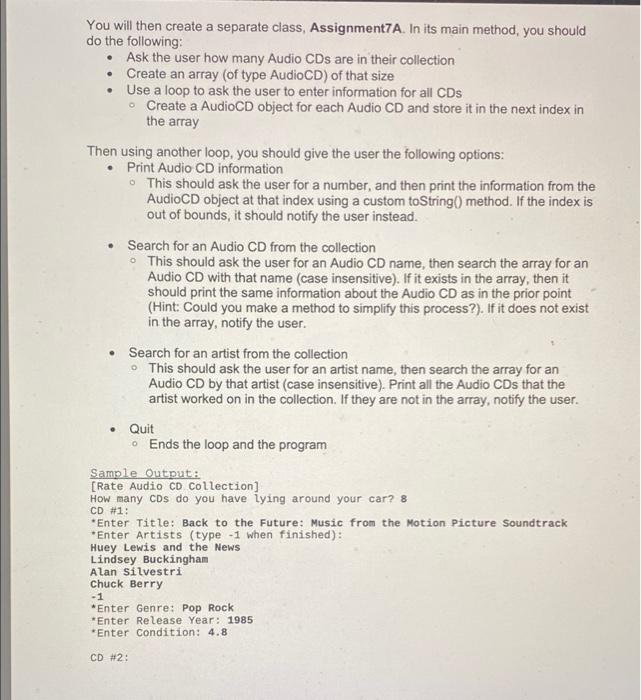 Solved HELP JAVA PLEASE!!!Assignment 7A: Rare Collection. We | Chegg.com
