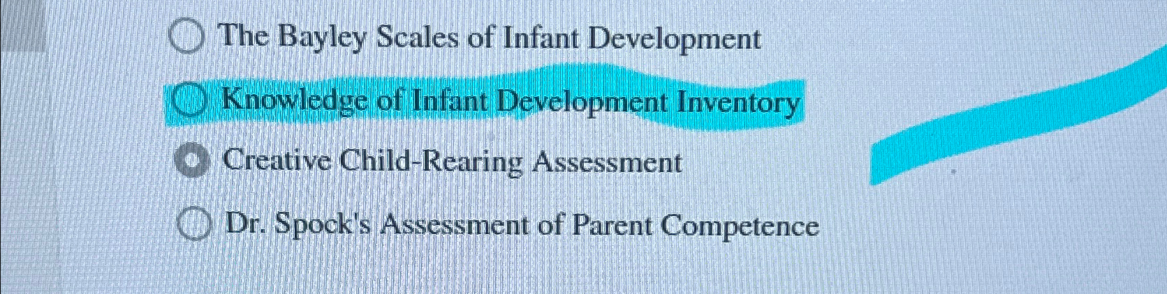 Solved The Bayley Scales of Infant DevelopmentKnowledge of | Chegg.com