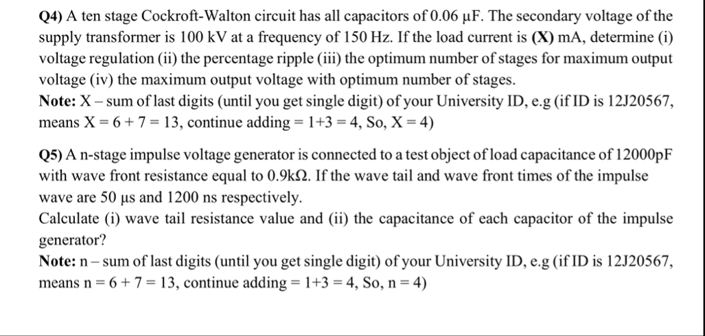 Solved Q4) ﻿A ten stage Cockroft-Walton circuit has all | Chegg.com