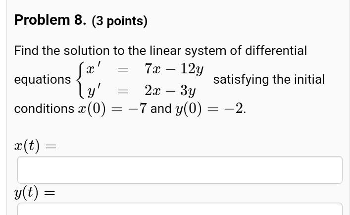 Solved Find the solution to the linear system of | Chegg.com