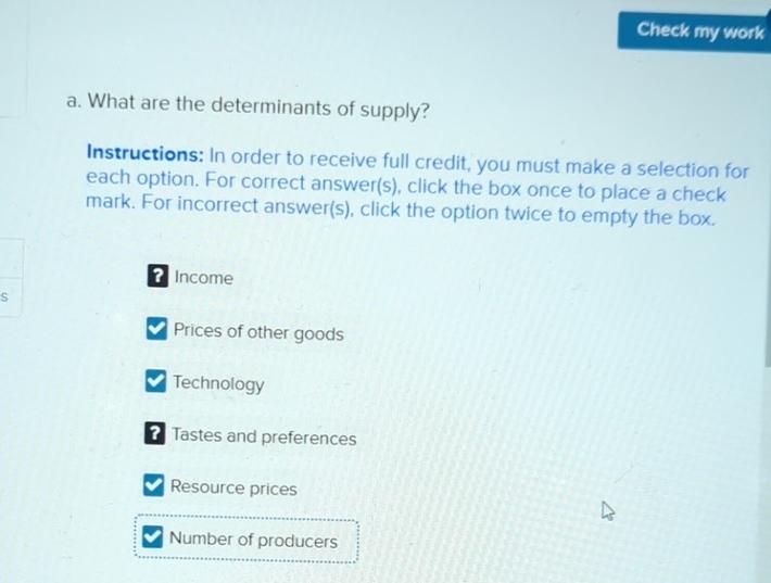 Solved a. ﻿What are the determinants of supply?Instructions: | Chegg.com