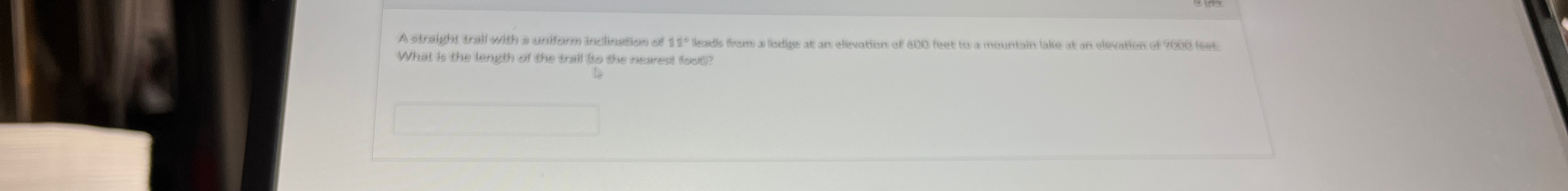 Solved A straight trail with a uniform inclination of | Chegg.com