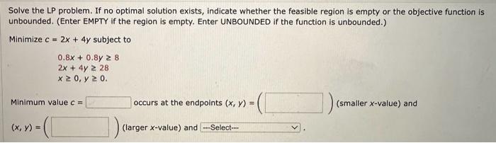 Solved Solve the LP problem. If no optimal solution exists, | Chegg.com