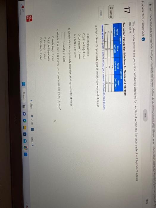 Solved The table below presents the production possibilities | Chegg.com