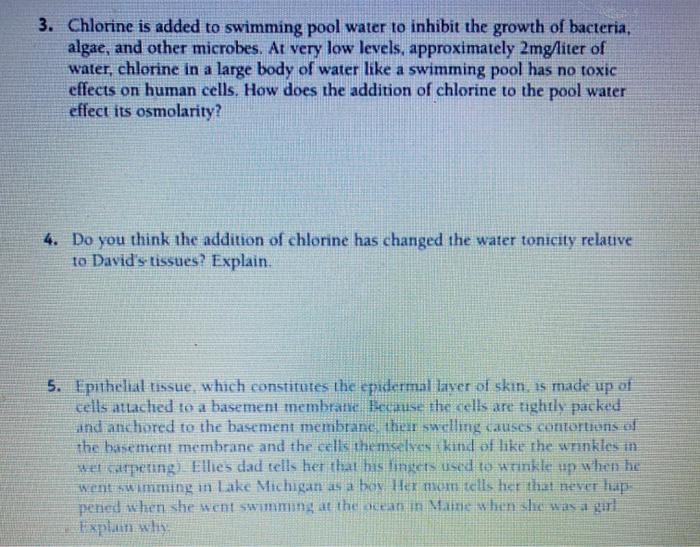 Solved 3. Chlorine is added to swimming pool water to | Chegg.com