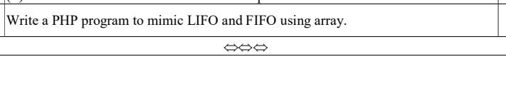 Solved Write a PHP program to mimic LIFO and FIFO using | Chegg.com