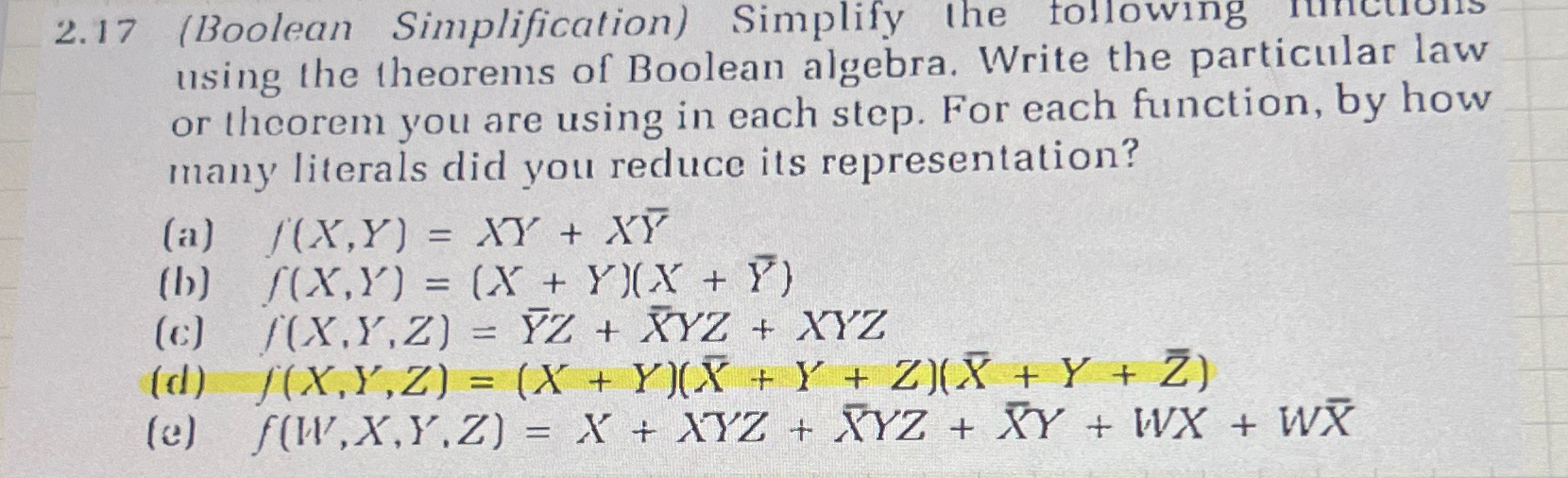 Solved PART D ONLY, thanks please show all steps | Chegg.com