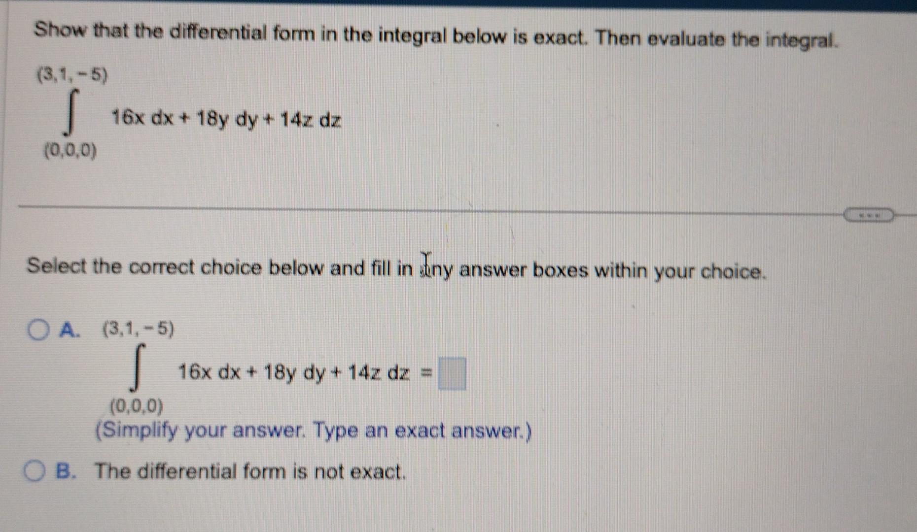 Solved Show that the differential form in the integral below | Chegg.com