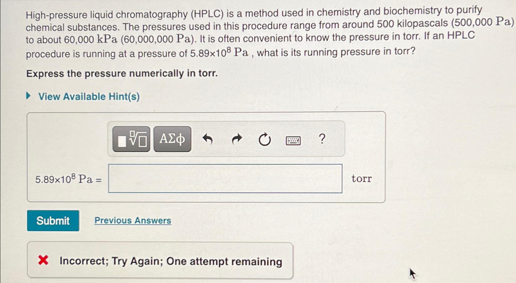 Solved High-pressure liquid chromatography (HPLC) ﻿is a | Chegg.com