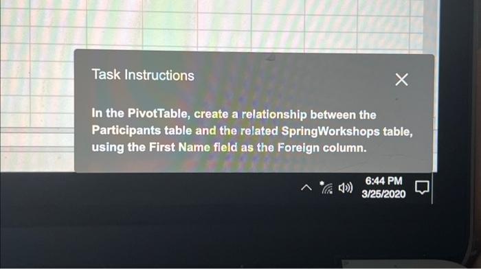 Task Instructions In The Pivottable Create A