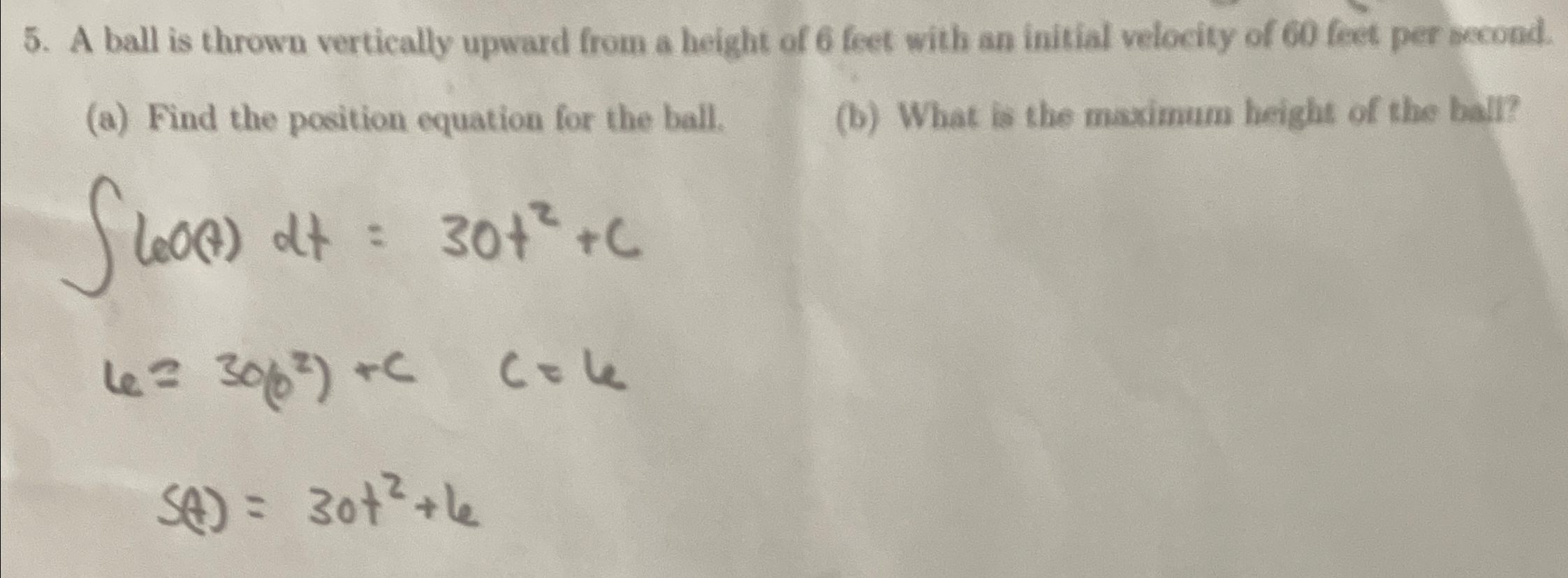 Solved A ball is thrown vertically upward from a height of 6 | Chegg.com