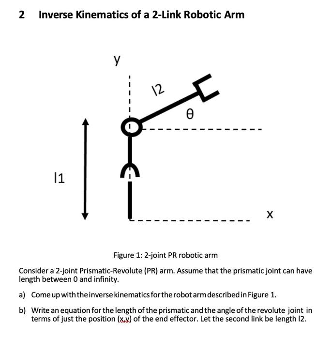 Solved 2 Inverse Kinematics of a 2-Link Robotic Arm у 12 1 ө | Chegg.com