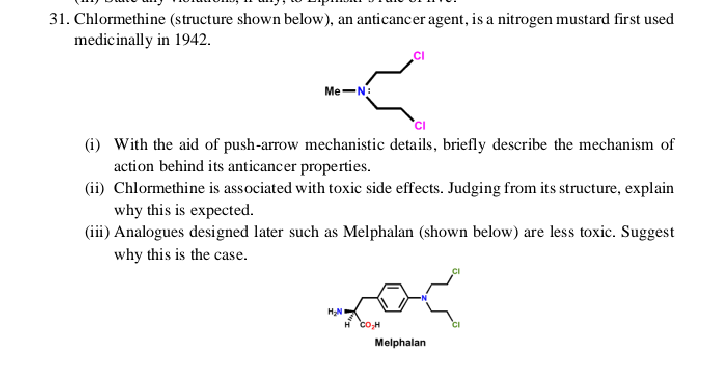 Solved Chlormethine (structure shown below), ﻿an anticancer | Chegg.com