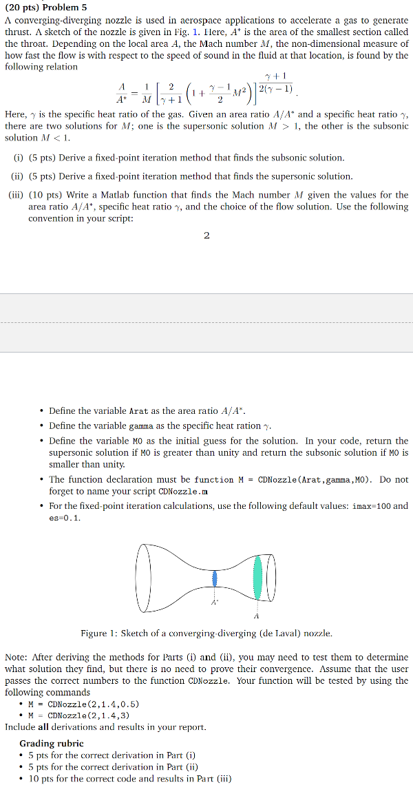 Solved (20 ﻿pts) ﻿Problem 5A converging-diverging nozzle is | Chegg.com
