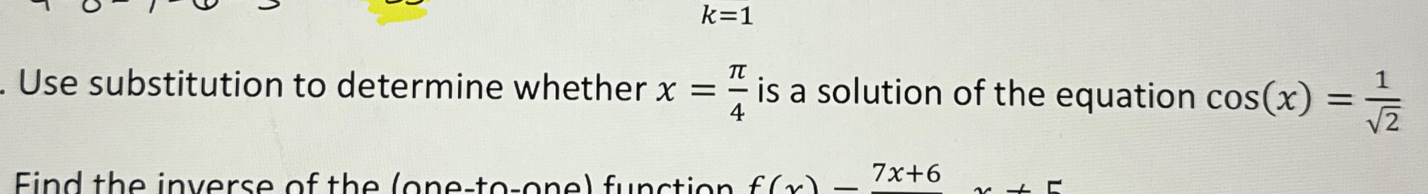Solved Use substitution to determine whether x=π4 ﻿is a | Chegg.com
