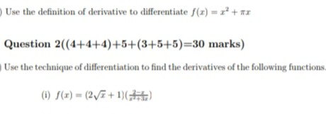 Solved Use the definition of derivative to differentiate | Chegg.com