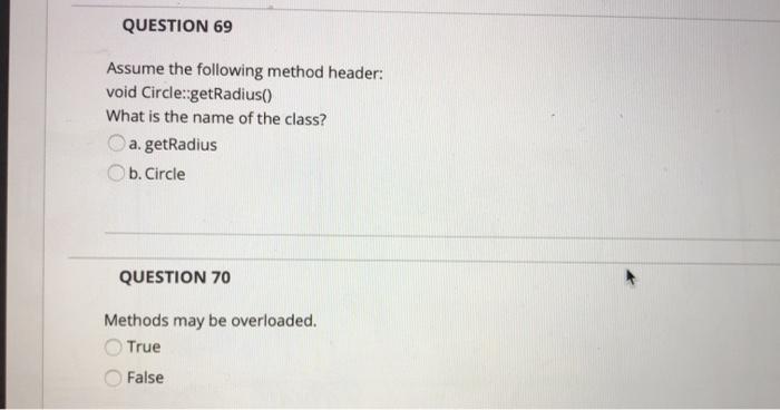 Solved QUESTION 69 Assume the following method header: void | Chegg.com
