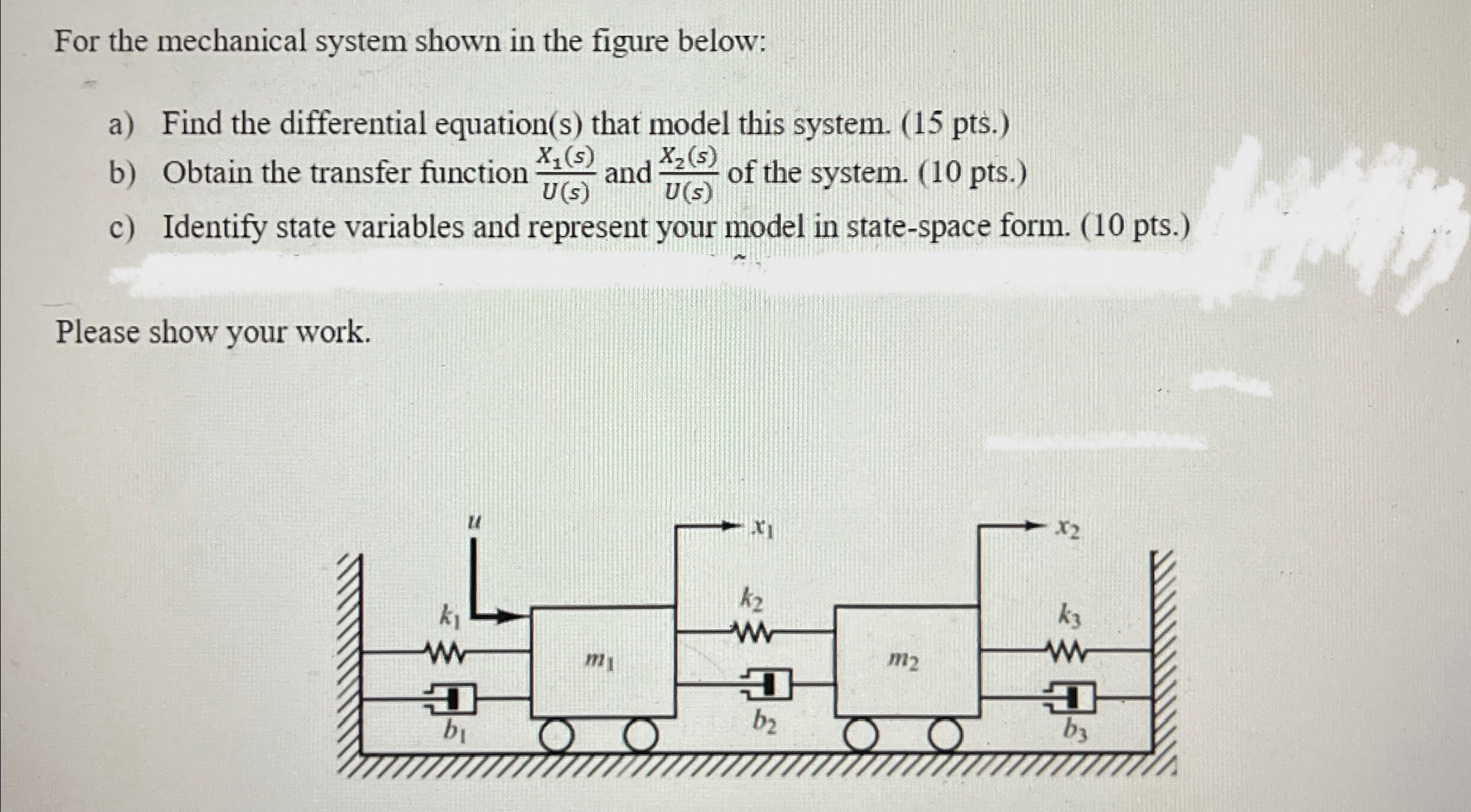 Solved For the mechanical system shown in the figure | Chegg.com