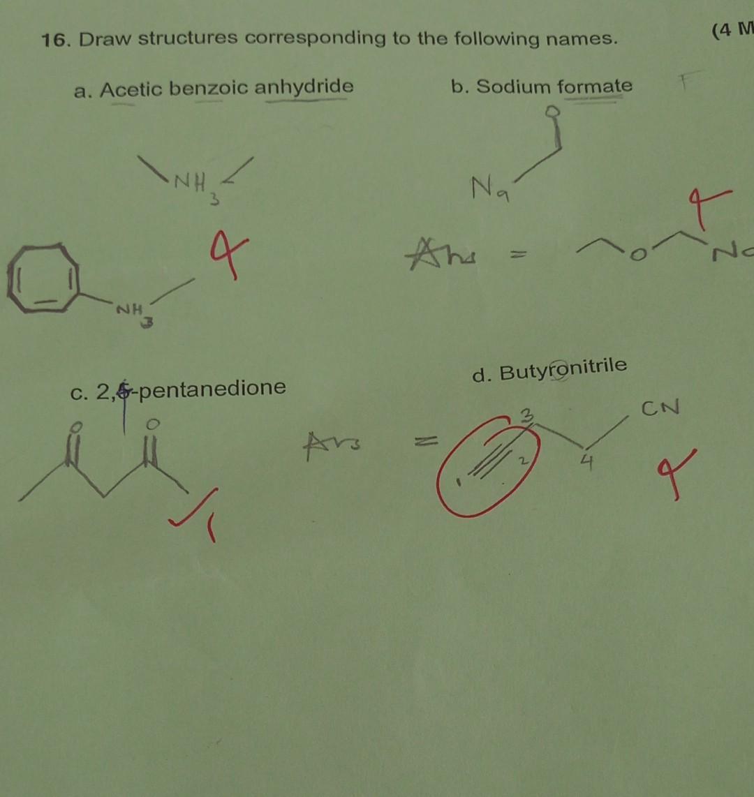 16. Draw structures corresponding to the following | Chegg.com