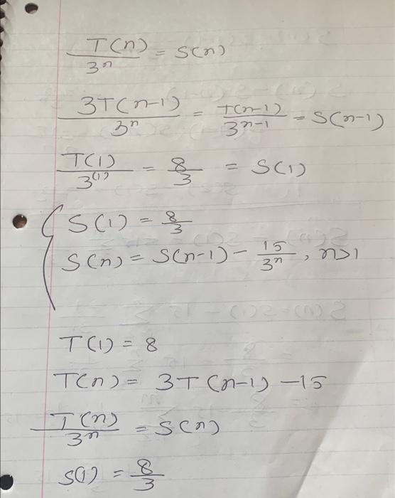 Solved T(1)=1T(n)=3T(n−1)+2,n>1 Example | Chegg.com