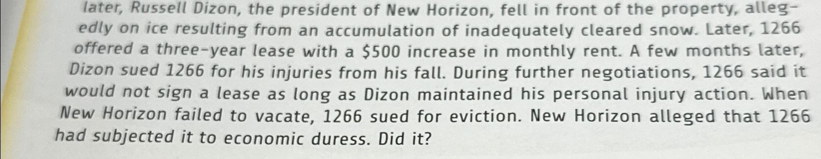 Solved later, Russell Dizon, the president of New Horizon, | Chegg.com