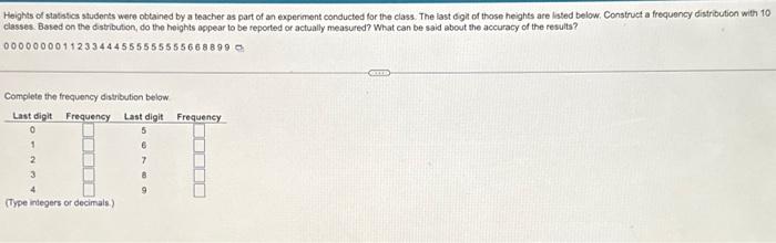 Solved Heights of statistics students were obtained by a | Chegg.com