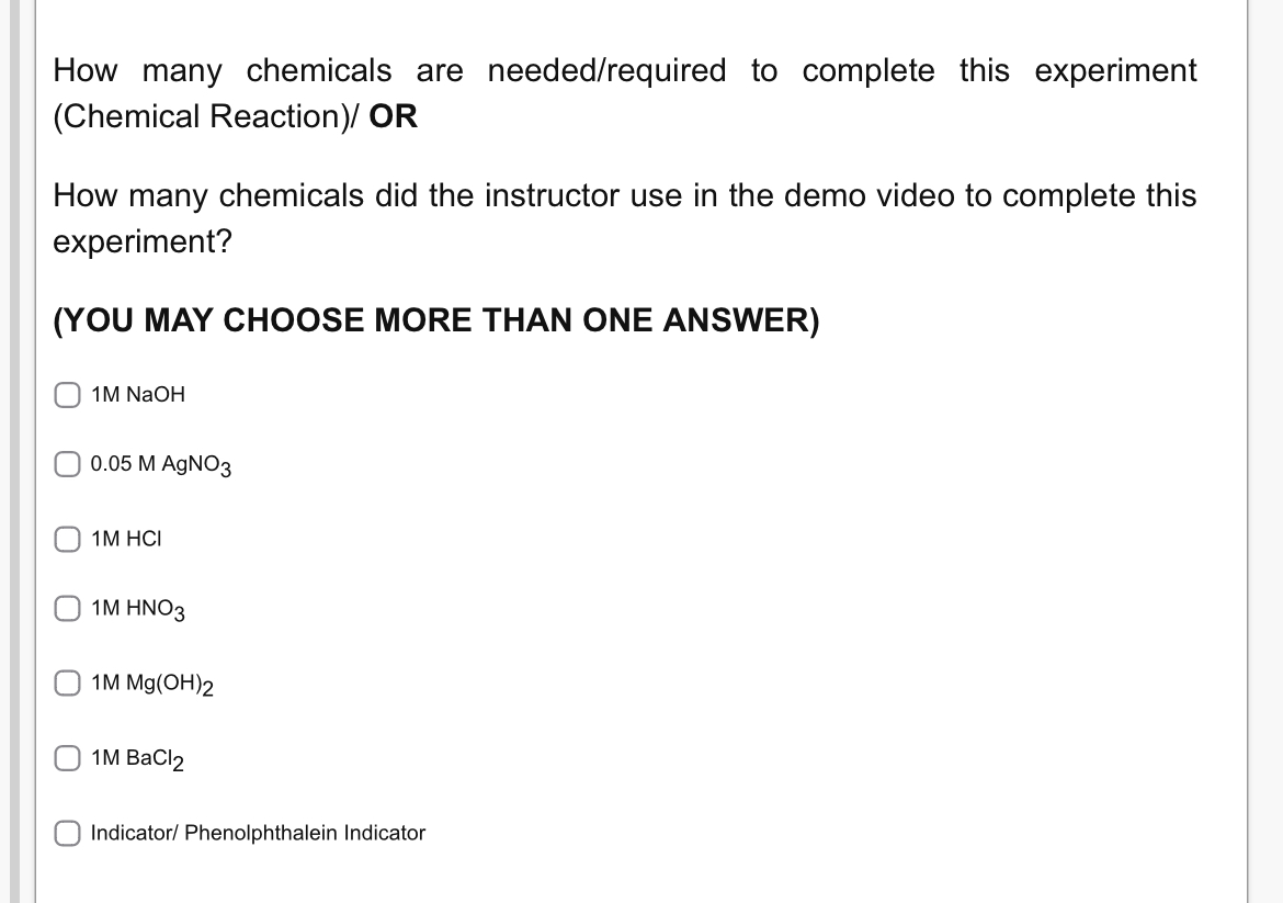 How many chemicals are needed/required to complete | Chegg.com