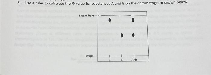 Solved 5. Use a ruler to calculate the Rf value for | Chegg.com