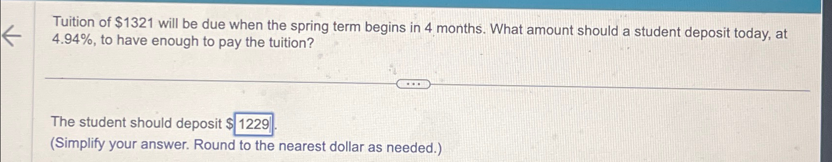 Solved Tuition of $1321 ﻿will be due when the spring term | Chegg.com
