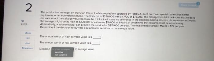 Solved 2 10 points The production manager on the Ofon Phase | Chegg.com