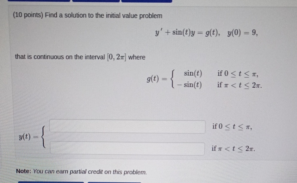 Solved (10 ﻿points) ﻿Find a solution to the initial value | Chegg.com