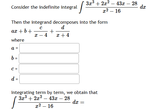 Solved Consider the indefinite integral | Chegg.com
