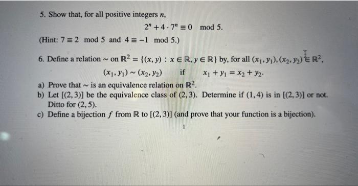 Solved 5. Show that, for all positive integers n, | Chegg.com