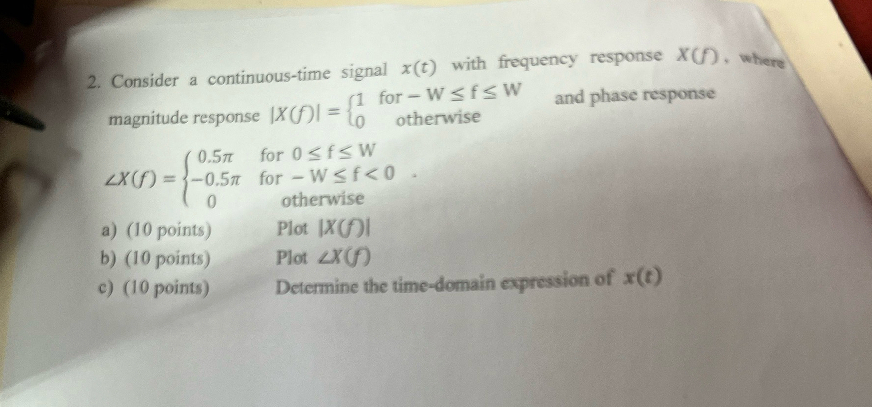 Solved Consider a continuous-time signal x(t) ﻿with | Chegg.com