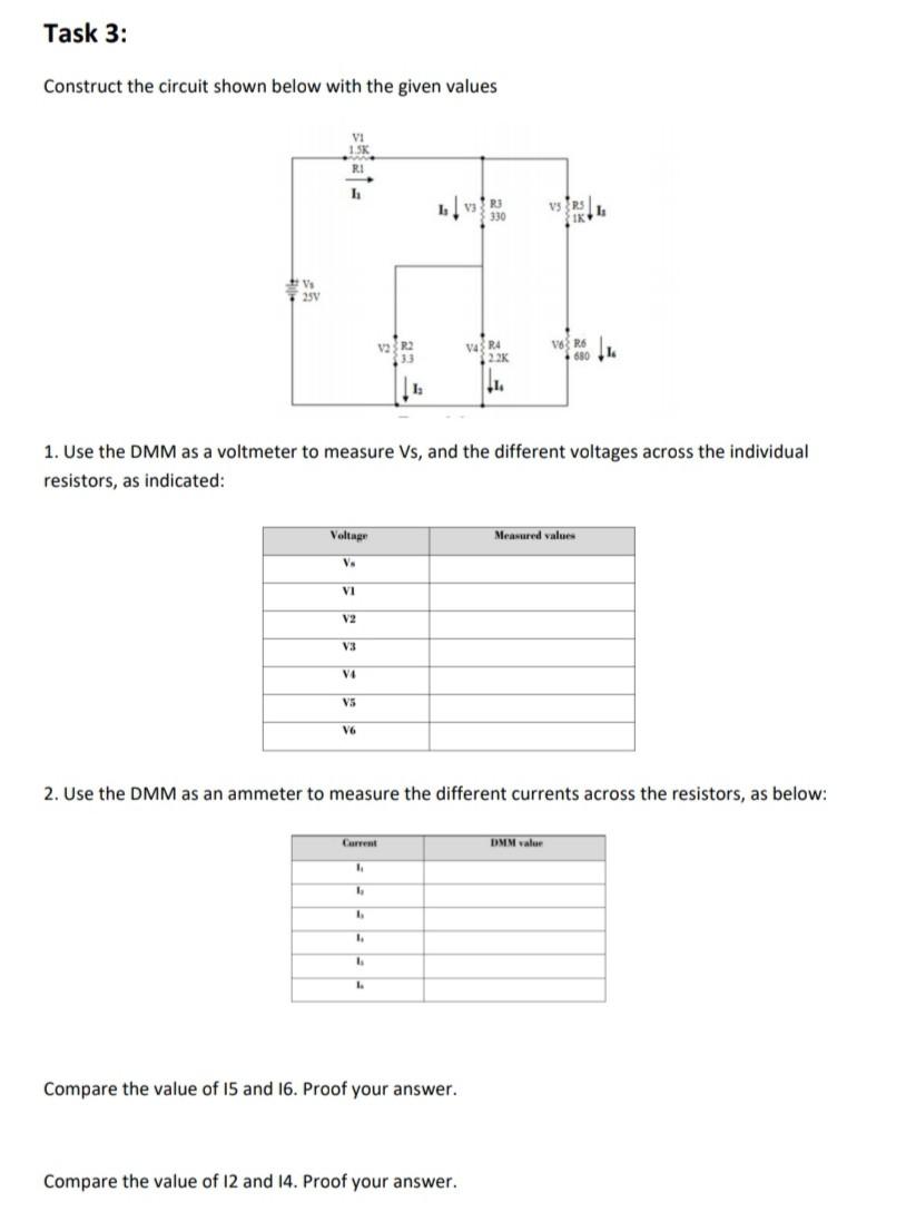 Solved Task 2: Construct the circuit shown below with the | Chegg.com