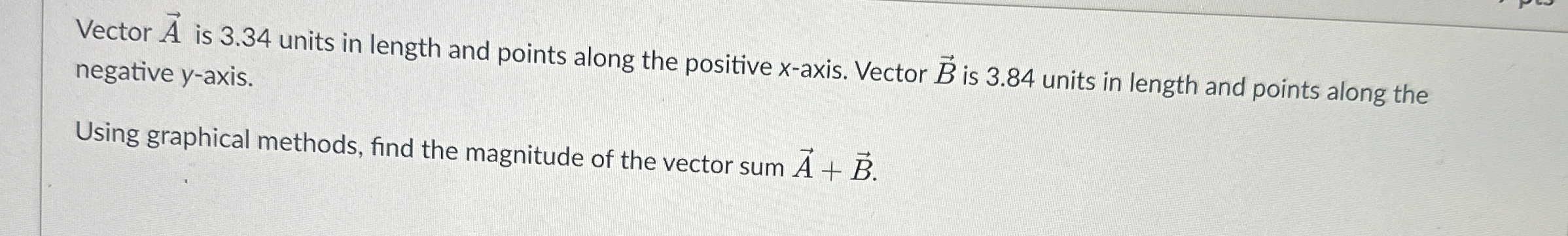 Solved Vector vec(A) ﻿is 3.34 ﻿units in length and points | Chegg.com