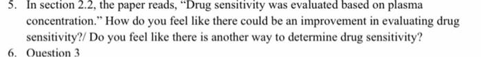 Solved 5. In section 2.2, the paper reads, "Drug sensitivity | Chegg.com