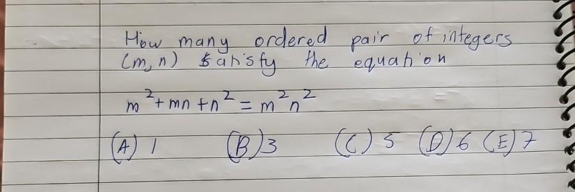 Solved How many ordered pair of integers (m,n) ﻿satisfy the | Chegg.com