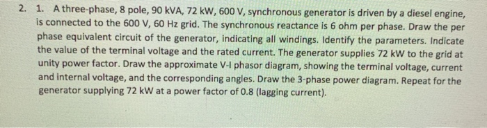 Solved 2. 1. A three-phase, 8 pole, 90 KVA, 72 kW, 600 V, | Chegg.com