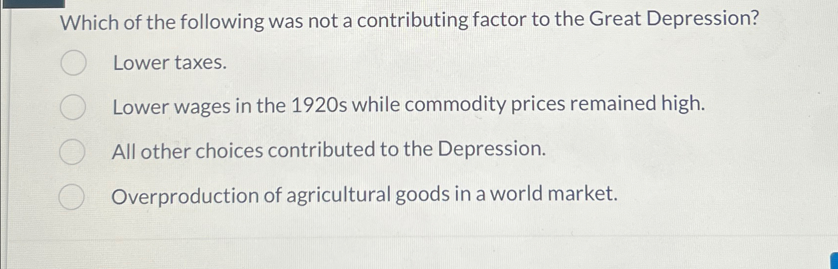 Solved Which of the following was not a contributing factor | Chegg.com